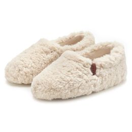ELBSAND Damen Hausschuh &raquo;Pantolette, Pantoffel, H&uuml;ttenschuh&laquo; mit kuscheligem Fellimitat beige 42