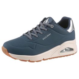 Skechers Damen Slip-On Sneaker &raquo;UNO SHIMMER AWAY&laquo; Slipper, Freizeitschuh, Plateausneaker mit modischem Keilabsatz silber 36