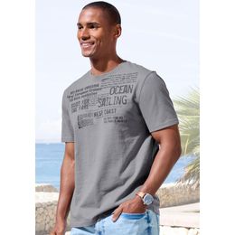 John Devin Herren T-Shirt &raquo;mit Print&laquo; Regular-Fit, aus Slub-Qualit&auml;t, mit Print grau M (48/50)