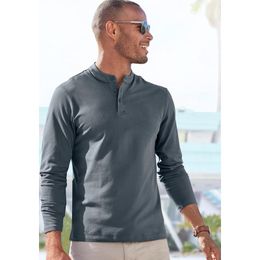 John Devin Herren Henleyshirt &raquo;mit Stehkragen&laquo; Regular-Fit, aus Baumwoll-Piqu&eacute; grau XL (56/58)
