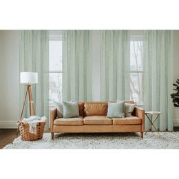 Vorhang &raquo;SOFTY&laquo; &Ouml;sen 1 Stk. tlg. &Ouml;senschal SOFTY Uni gr&uuml;n Polyester 160cm, &Ouml;sen, 140cm