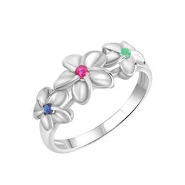 Firetti Damen Fingerring &raquo;Schmuck Geschenk Silber 925 Silberring Bl&uuml;ten&laquo; mit Rubin, Saphir, Smaragd bunt 19, Silber 925 (Sterlingsilber), 2,5mm