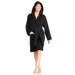 Vossen Unisex-Bademantel &raquo;Texas, ideal f&uuml;r Sauna & Spa, Hotelbademantel, Morgenmantel&laquo; 1 Stk. f&uuml;r Damen & Herren schwarz Webvelours XS L: 109cm