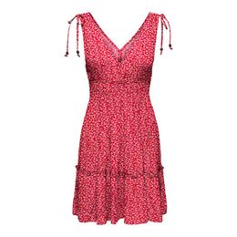 Only Damen Only Tr&auml;gerkleid &raquo;ONLFERNANDA LIFE S/L DRESS WVN NOOS&laquo; Viskose, regular fit, V-Ausschnitt rot M, N-Gr