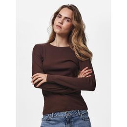 Pieces Damen Pieces Langarmshirt &raquo;PCRUKA LS TOP NOOS BC&laquo; Baumwollmischung, slim fit braun L