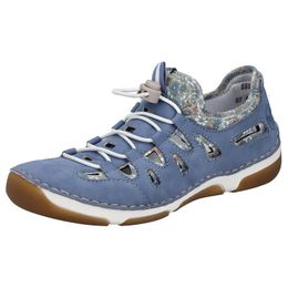 Rieker Damen Slip-On Sneaker Barfu&szlig;schuh, Halbschuh, Slipper mit Schnellverschluss blau 41