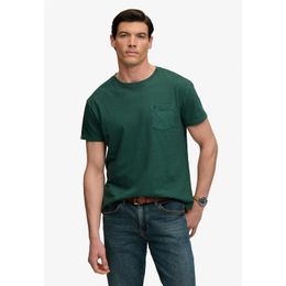Superdry Herren Rundhalsshirt &raquo;COTTON CLASSIC LINEN PKT TEE&laquo; Baumwollmischung, relaxed fit aus luftig leichtem Baumwoll-Leinen-Mix gr&uuml;n L