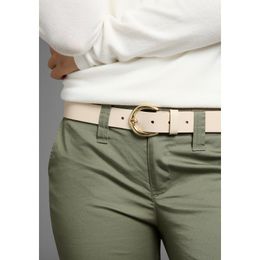 Laura Scott Damen Lederg&uuml;rtel mit goldfarbender runder Schnalle - NEW beige 115