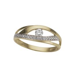 Firetti Damen Goldring &raquo;Schmuck Geschenk Gold 333 bicolor, zweifarbig, verschlungene Optik&laquo; mit Zirkonia (synth.) wei&szlig; 16, Gelbgold 333, 2mm