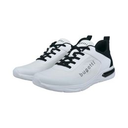 Bugatti Herren Bugatti Sneaker Schn&uuml;rschuh, Halbschuh, Freizeitsneaker mit Logoschriftzug schwarz-wei&szlig; 45