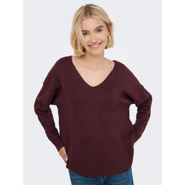 Only Damen Only V-Ausschnitt-Pullover &raquo;ONLRICA LIFE L/S V-NECK PULLO KNT NOOS&laquo; Materialmix, regular fit rot S
