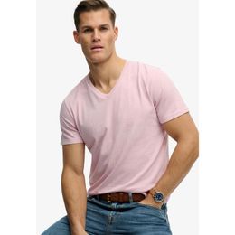 Superdry Herren Rundhalsshirt &raquo;CLASSIC COTTON LINEN VEE&laquo; Baumwollmischung, relaxed fit aus luftig leichtem Baumwoll-Leinen-Mix rosa 3XL