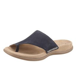 Gabor Damen Zehentrenner , Keilabsatz, Sommerschuh, Dianette mit kontrastfarbiger Stickerei blau 41 (7/7,5)