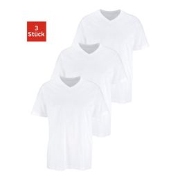 H.I.S. H.I.S Herren T-Shirt &raquo;mit V-Ausschnitt, V-neck, Unterziehshirt&laquo; Packung, 3er-Pack, 3 Stk. unifarben, V-neck, aus Baumwolle wei&szlig; 8/XXL