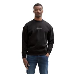 Tom Tailor Denim Herren Tom Tailor Denim Sweatshirt, mit Logo Print schwarz XXL