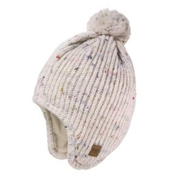 MaxiMo Jungen MaxiMo Strickm&uuml;tze Wollanteil, gef&uuml;ttert, Ohrenklappen, mit Bommel beige 49