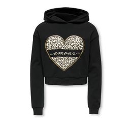 Kids Only M&auml;dchen KIDS Only Kapuzensweatshirt &raquo;KOGCOOPER LIFE HEART LS HOODIE SWT NOOS&laquo; schwarz 110/116