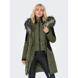 Only Damen Only Steppmantel &raquo;ONLNEWLINETTE FUR HOOD COAT OTW&laquo; gr&uuml;n M