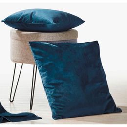 Weckbrodt-Gardinen Dekokissen &raquo;Valentin&laquo; Samt-Optik, Velour, Unifarben, Kissenh&uuml;lle ohne F&uuml;llung blau Polyester B/L: 40cm x 40cm, 1 Stk.