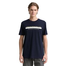 Tom Tailor Denim Herren Tom Tailor Denim Rundhalsshirt mit Logofrontprint blau L