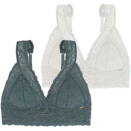 Dorina Damen Bralette &raquo;Lana&laquo; ohne B&uuml;gel, florale Spitze, breites Unterbrustband gr&uuml;n XXL, N-Gr