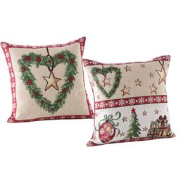 Dreams Kissenh&uuml;lle &raquo;Weihnachtszeit, Weihnachtsdeko&laquo; eckig, 40x40 oder 50x50 cm, mit Rei&szlig;verschluss beige Baumwolle, Obermaterial: 65% Baumwolle, 35% 