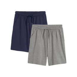 bonprix Kinder bonprix Shorts mit Kordelzug, pflegeleichter Jersey, Regular Fit, im 2er Pack grau 128/134, N-Gr