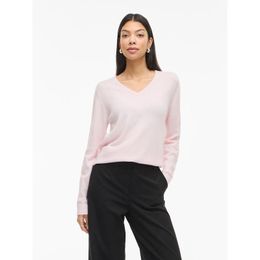 Vila Damen V-Ausschnitt-Pullover &raquo;VIRIL V-NECK L/S KNIT TOP - NOOS&laquo; Materialmix, regular fit rosa XXL