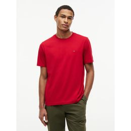 Tommy Hilfiger Herren T-Shirt &raquo;ESSENTIAL REGULAR FIT SOLID mit Stickerei&laquo; unifarben, casual, Baumwolle, Rundhals rot M