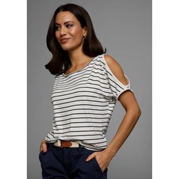 Laura Scott Damen T-Shirt mit Cut-Out Effekt an den Schultern wei&szlig; 44/46