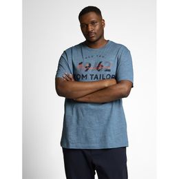 Tom Tailor Plus Herren Tom Tailor PLUS T-Shirt mit Logo Print blau 4XL
