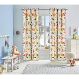 OTTO home Verdunkelungsvorhang &raquo;Waldtiere&laquo; &Ouml;sen 1 Stk. tlg. bedruckte Kindergardine, blickdicht, verschiedene Gr&ouml;&szlig;en bunt Polyester 145cm, &Ouml;sen, 130cm