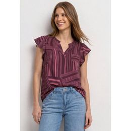 Street One Damen Street One Kurzarmbluse Sommerbluse mit grafischem Muster und Volant-&Auml;rmeln 40