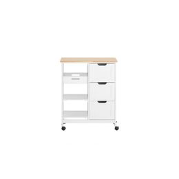 sobuy K&uuml;chenwagen mit 3 Schubladen Wei&szlig; 67x37x85cm Funktional