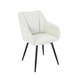Riess Ambiente riess-ambiente Drehbarer Retro Stuhl AVIGNON beige Chenille schwarze Metallbeine
