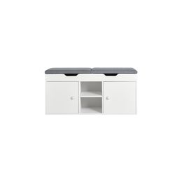 sobuy Schuhbank mit 2 T&uuml;ren Wei&szlig; 100x34x48cm Klassisch