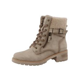 Tom Tailor Damen Tom Tailor Winterstiefelette Stiefelette, Winterboots mit Blockabsatz beige 39