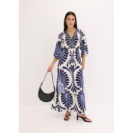 bonprix Damen bonprix Maxikleid 1 tlg. f&uuml;r Fr&uuml;hling und Sommer, aus Viskose, Oversize Passform, mit Druck blau 36, N-Gr