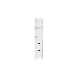 sobuy Badezimmer-Hochschrank mit 2 Schubladen Wei&szlig; 30x30x145cm Modern