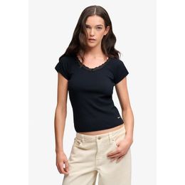 Superdry Damen V-Shirt &raquo;ATH ESS LACE TRIM V TEE&laquo; mit Spitze M