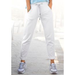 ELBSAND Damen Sweathose &raquo;Brinja&laquo; mit Logoprint am Bund und Taschen, Jogginghose, Relaxhose wei&szlig; L (40), N-Gr