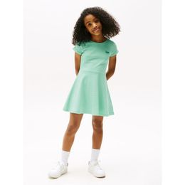 Tommy Hilfiger M&auml;dchen Jerseykleid &raquo;SPACER INTERLOCK DRESS&laquo; f&uuml;r Kinder bis 16 Jahre, mit Logoschriftzug gr&uuml;n 80, N-Gr