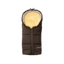 Hofbrucker Lammfell-Fu&szlig;s&auml;ckchen Leni f&uuml;r Babyschale und Kinderwagen in Braun | Gr.: onesize