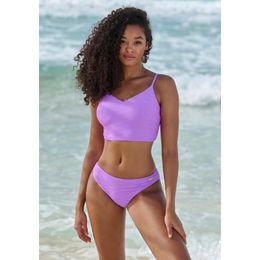 Sunseeker Damen Crop-Bikini-Top &raquo;Loretta&laquo; mit Strukturmuster lila 32, Cup A/B