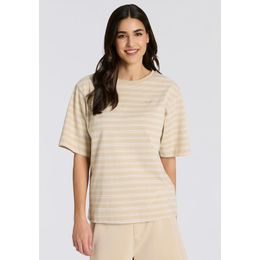 BOSS Orange Damen BOSS Orange T-Shirt &raquo;Eregular Stripe Premium Damenmode&laquo; Relaxed Fit, reine Baumwolle beige M