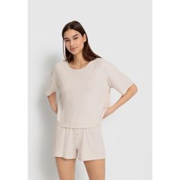 Lscn By Lascana Damen LSCN by LASCANA Shorty Set, 2 mit Zierknopfleiste an der Hose beige 48/50
