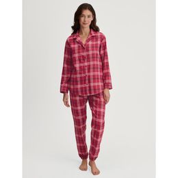 Calida Damen Calida Schlafanzug &raquo;Holiday Dreams&laquo; 2 tlg. weich, bequem, Flanell-Qualit&auml;t, Karo-Design, Langarm rot L (48/50)