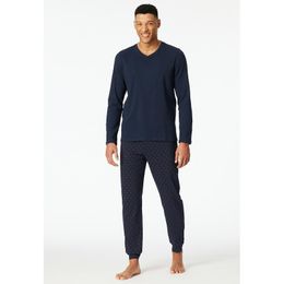 Schiesser Herren Schlafanzug &raquo;Casual Essentials&laquo; 2 tlg. mit bequemen B&uuml;ndchen blau 58