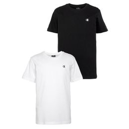 Champion Jungen T-Shirt Packung, 2 Stk. 2er-Pack, Kurzarm, mit Rundhalsausschnitt, aus Baumwolle schwarz-wei&szlig; XXL (176)