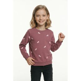 name it Damen Sweatshirt &raquo;NMFVALBA &ndash; Sweater mit Herzchen-Alloverdruck und Rippb&uuml;ndchen&laquo;, bedruckt, casual, regular fit, Sweatware, Rundhals rosa 92